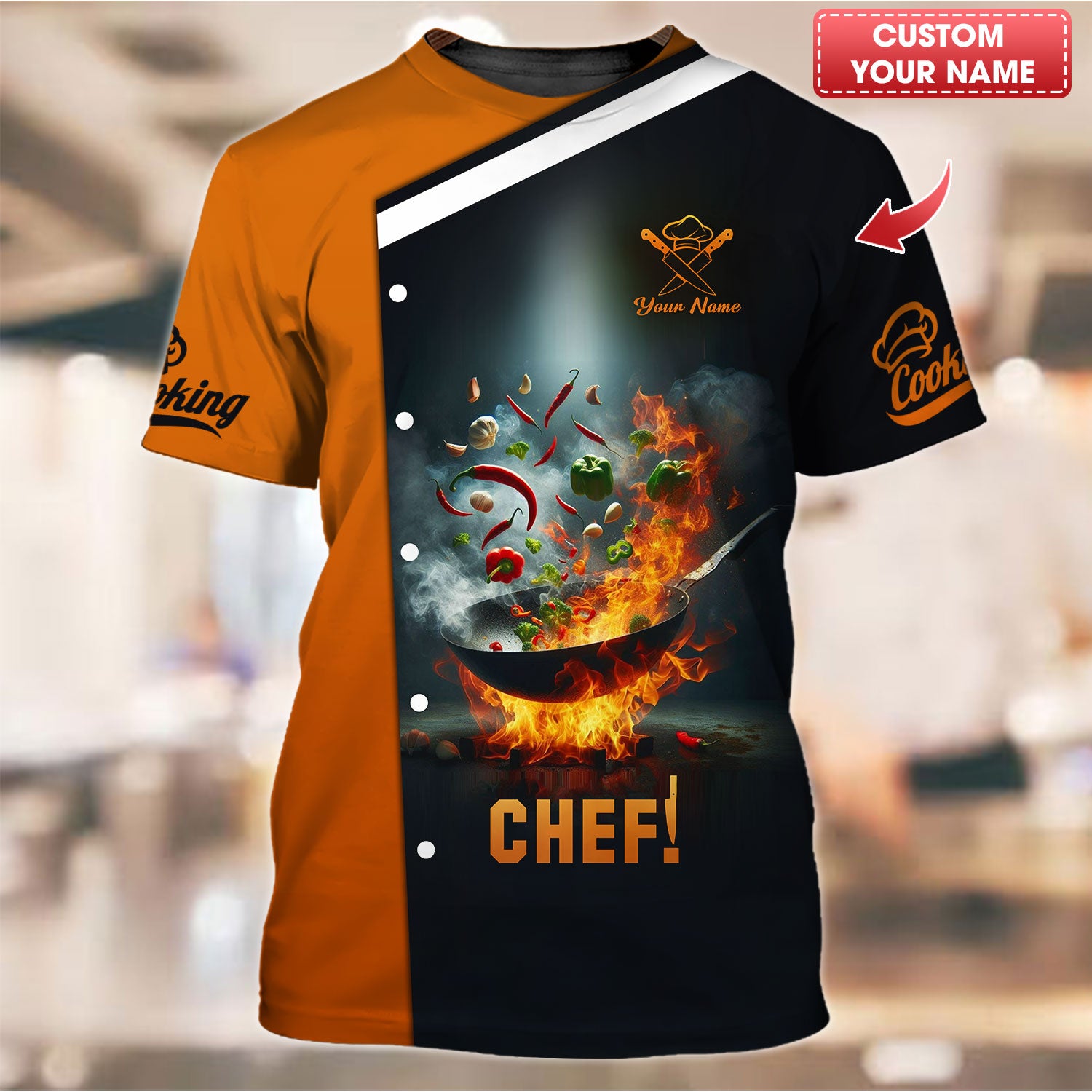 Personalized Chef Shirts - Explosive Cooking Action Design for Culinar ...